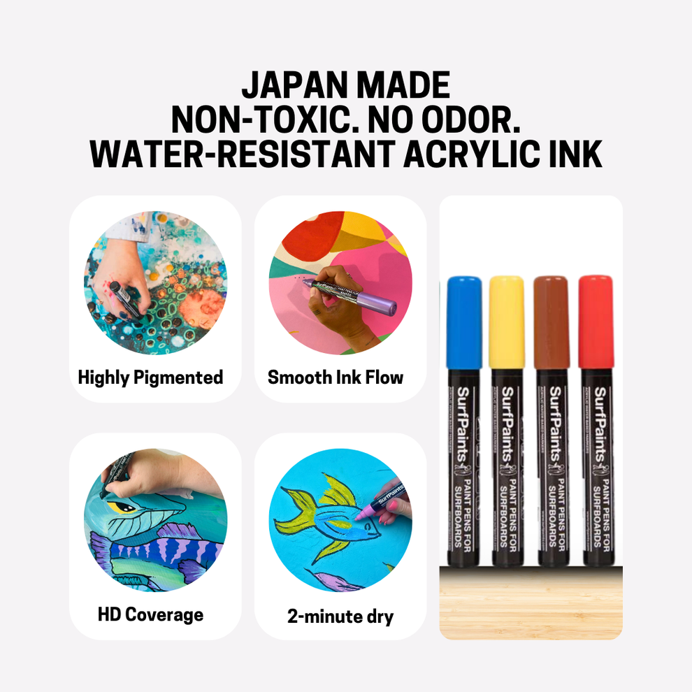 Earth Acrylic Paint Pens - 4mm Durable Bullet Nibs for All Surfaces ...